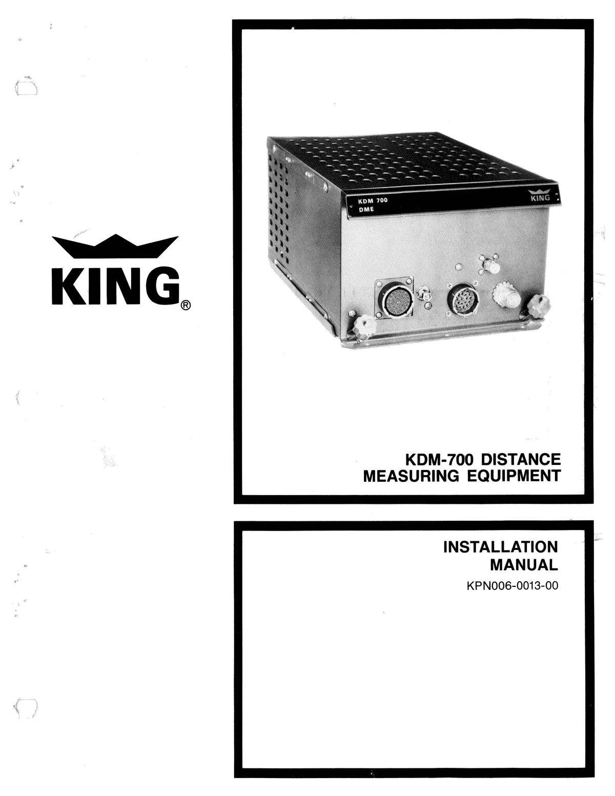 King KDM-700 DME Installation Manual (KPN006-0013-00) — Essco Aircraft