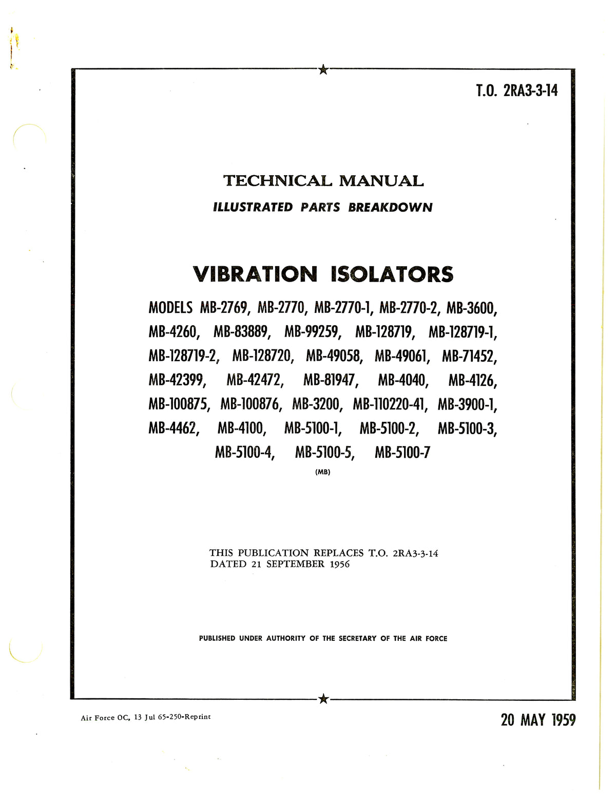 Vibration Isolators MB Series Vibration Isolators Illustrated Parts Br ...