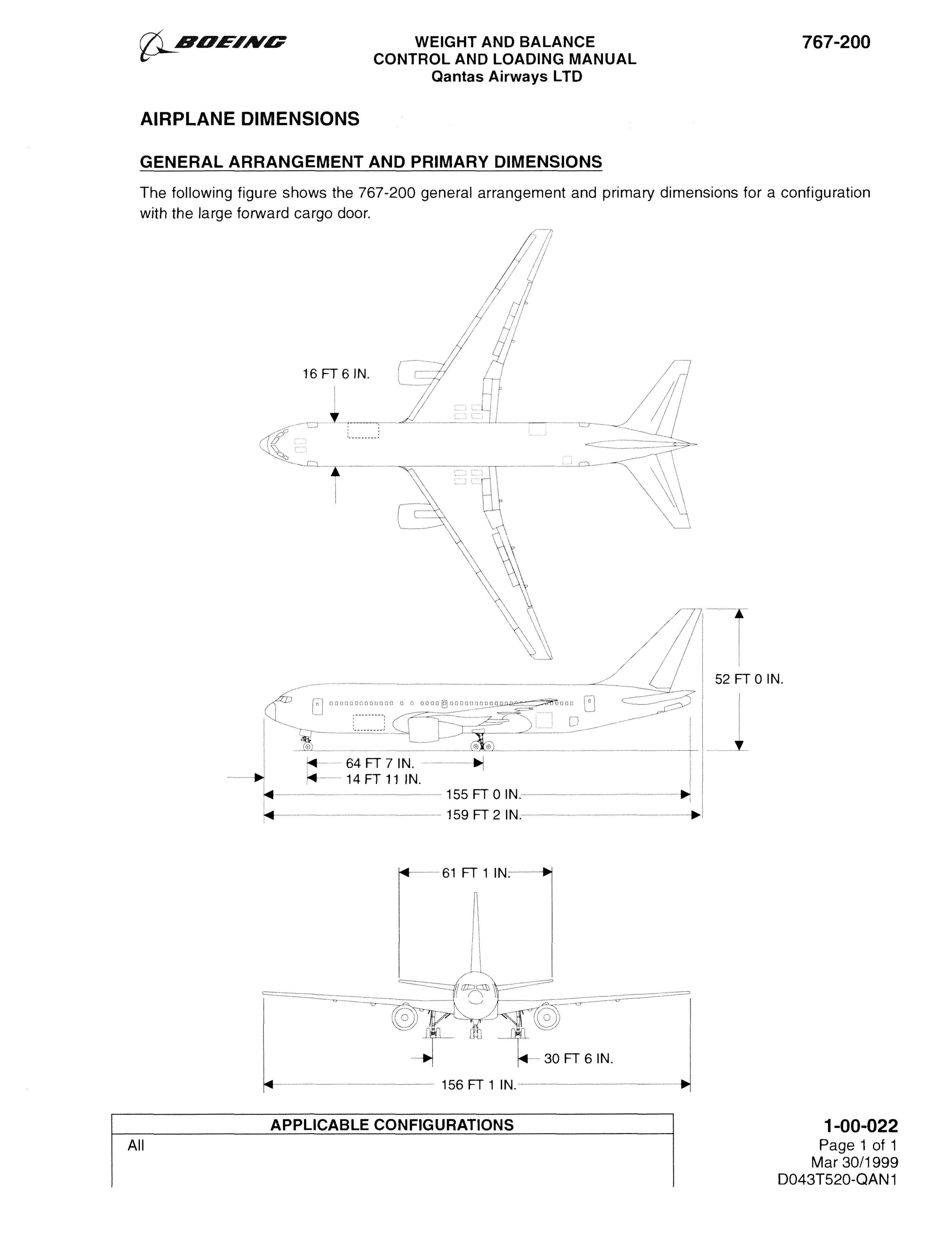 Boeing 767-200 Weight and Balance Control and Loading Manual — Essco ...