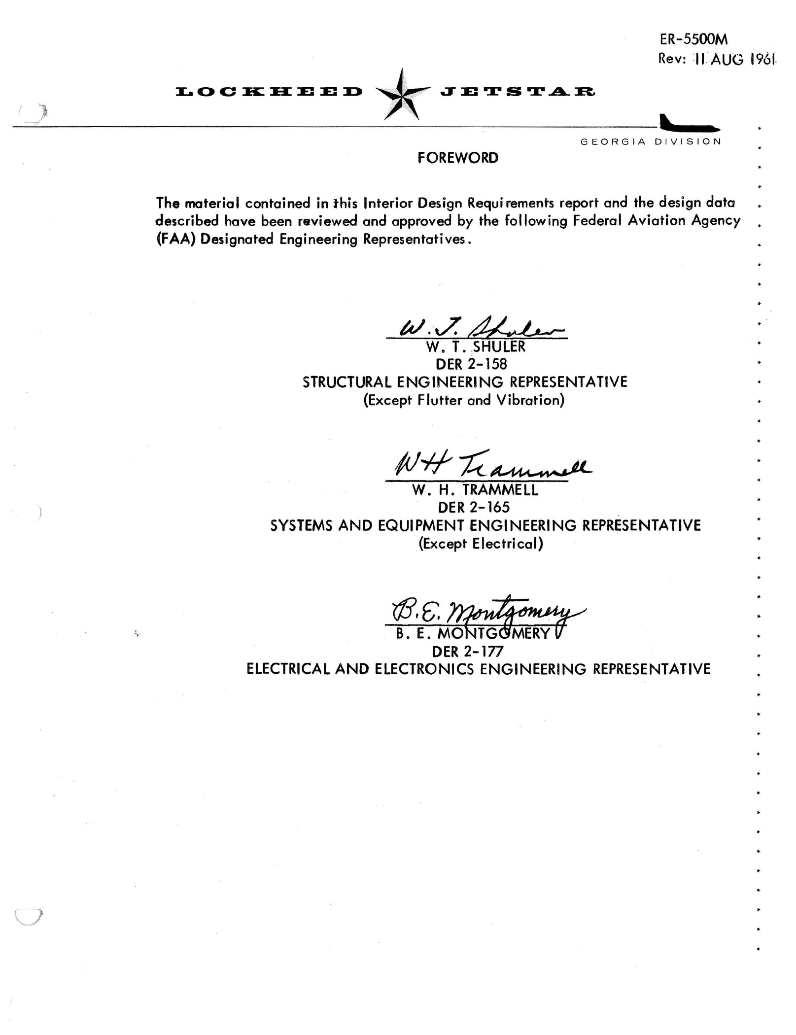 Lockheed Jetstar Interior Design Requirements Report ER-5500M — Essco ...