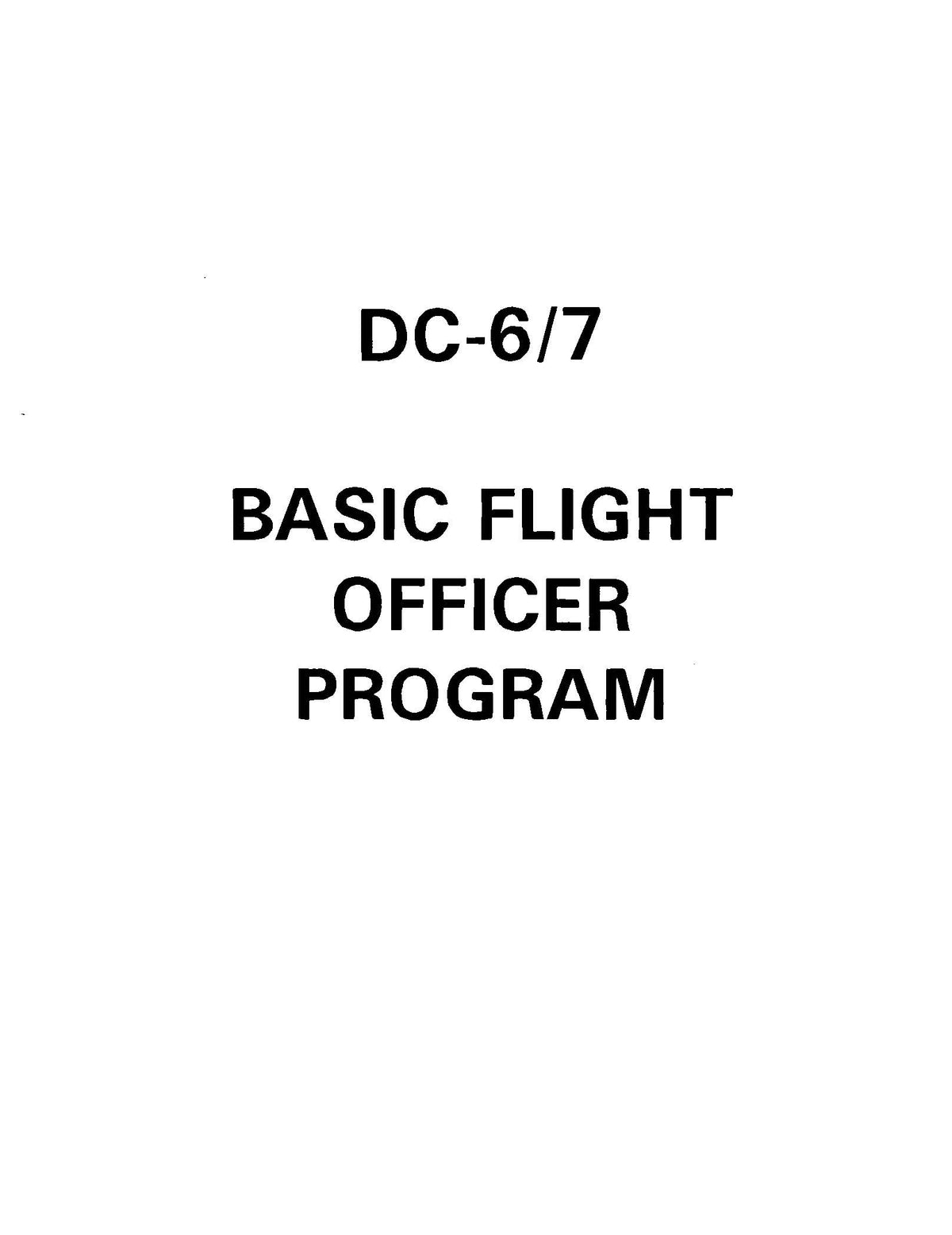Douglas DC-6/7 Basic Flight Officer Program — Essco Aircraft