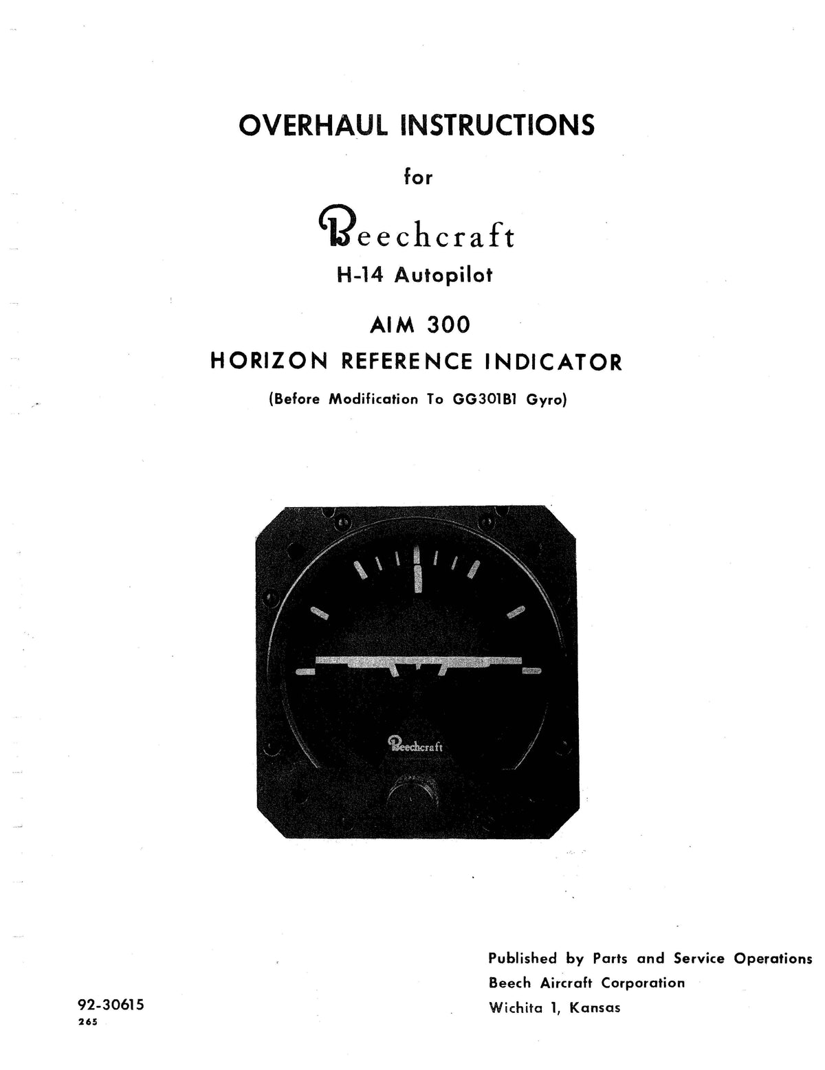 Beechcraft H-14 Autopilot AIM 300 Horizon Reference Indicator Overhaul ...