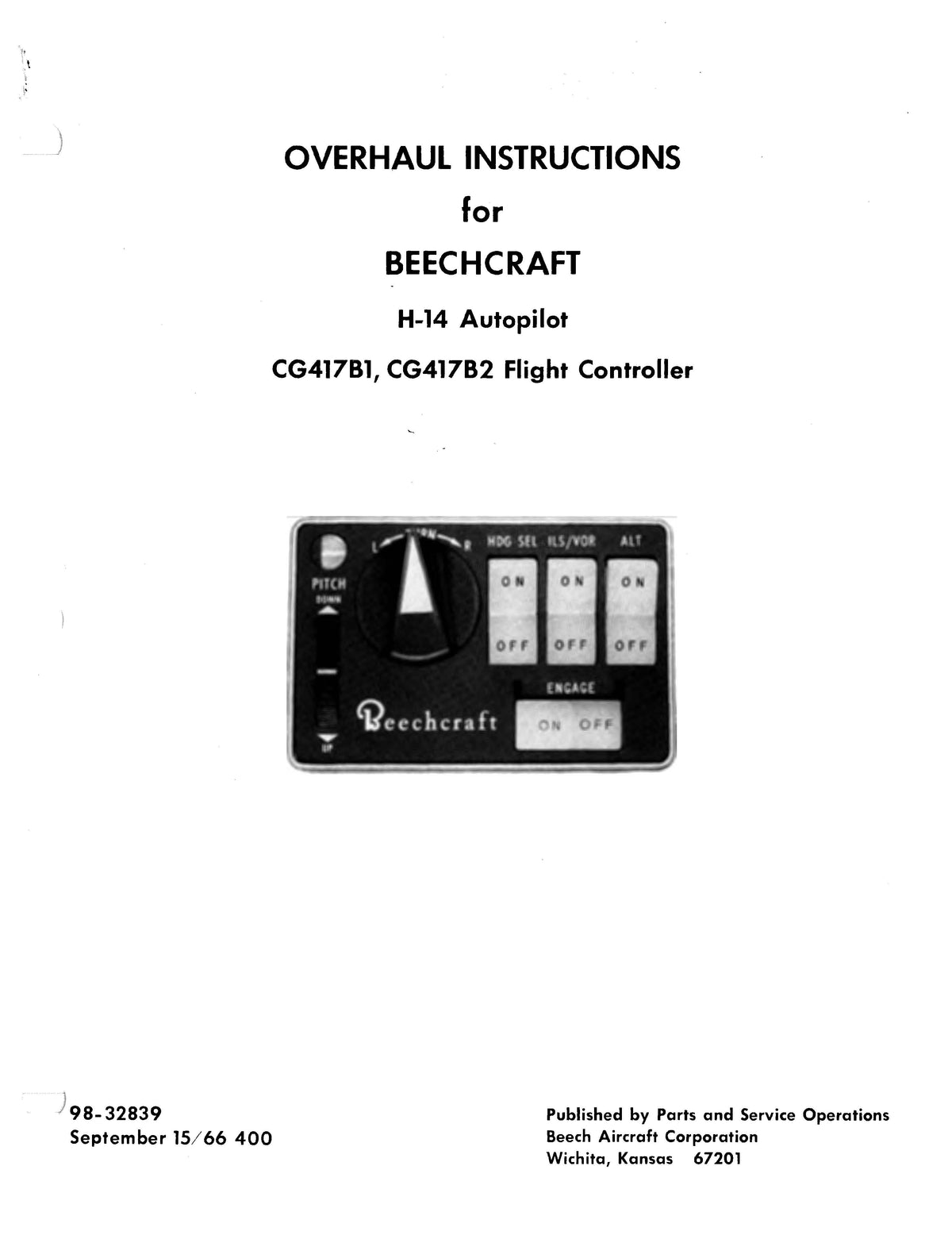 Beechcraft H-14 Autopilot CG417B1, B2 Flight Controller Overhaul Instr ...