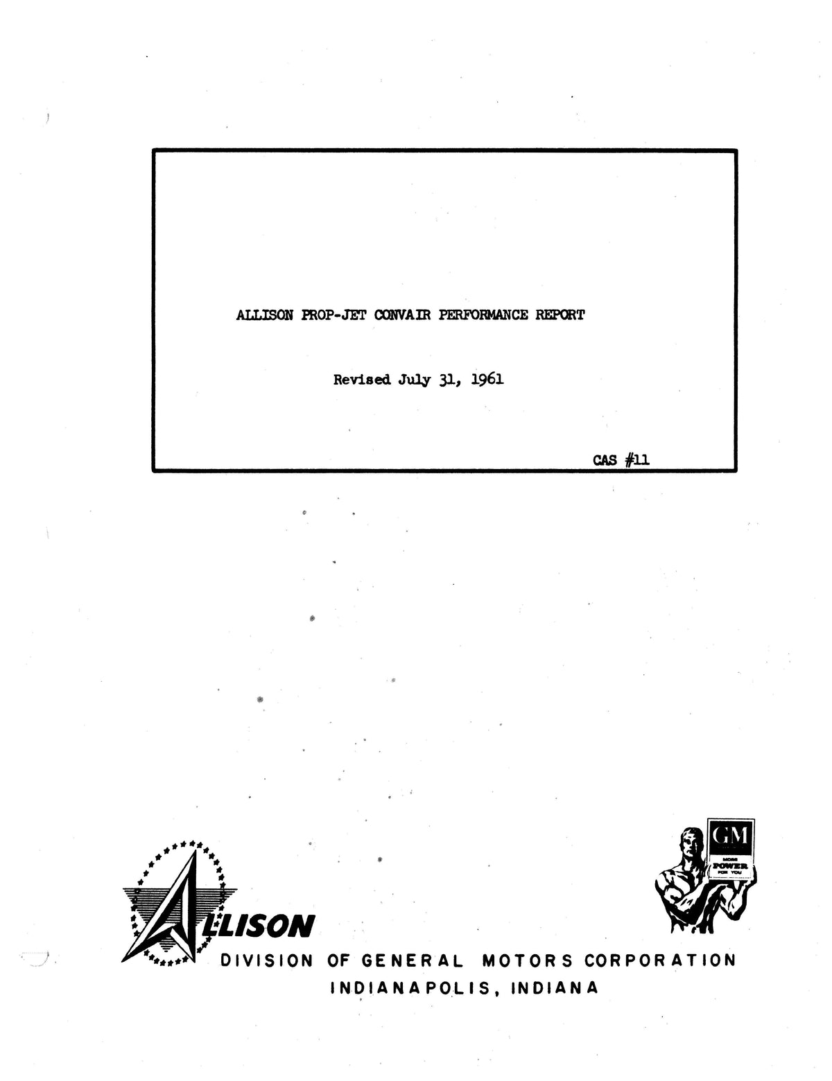 Allison Prop-Jet Convair Performance Report 1961 CAS #11 — Essco Aircraft