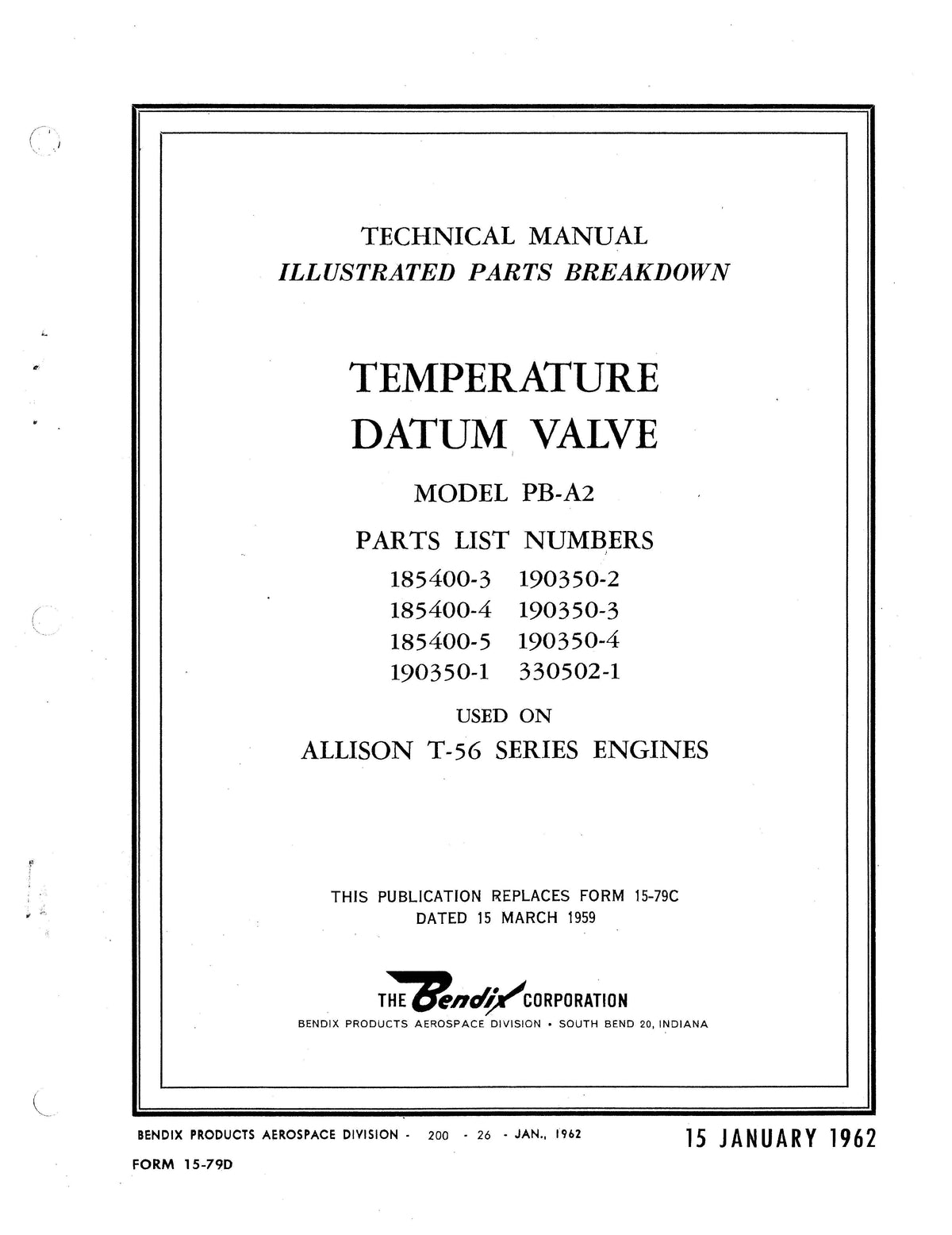 Bendix Temperature Datum Valve Model PB-A2 Illustrated Parts Form # 15 ...