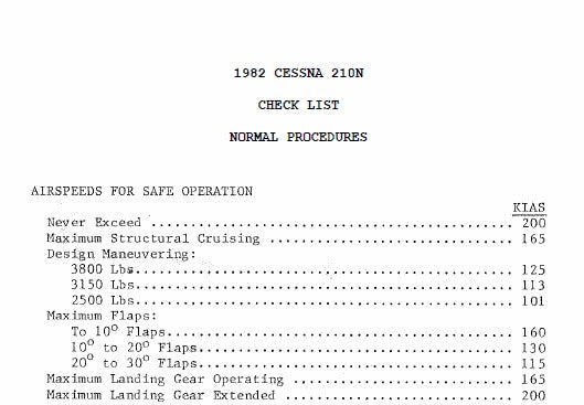 Cessna 210 Pilot's Checklist (CE210--CL-C) — Essco Aircraft