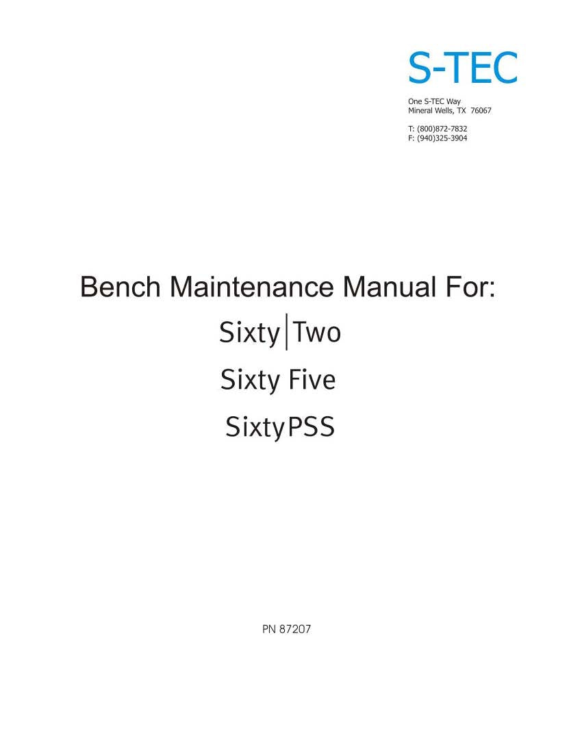 S-TEC System 60 / 60-2 / 65 / 60 PSS Bench Maintenance Manual — Essco ...