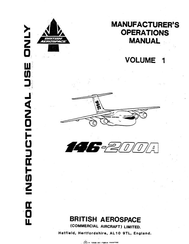 British Aerospace 146-200 Flight Operation Manual Manufacturer's Opera ...