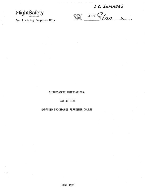 Flight Safety 731 Jetstar Pilot's Checklist (Flight Safety) — Essco ...