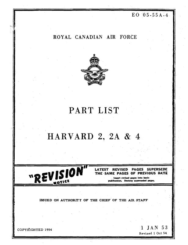 North American Harvard 2,2A,&4 1953 Parts — Essco Aircraft