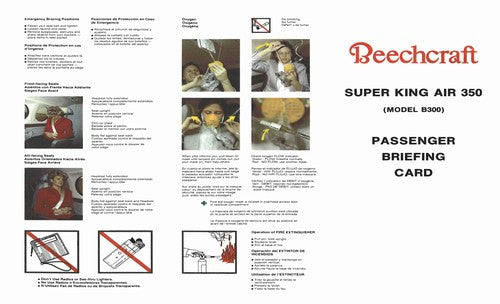 Beech King Air 350,350C Model B300 Passenger Briefing Cards — Essco ...