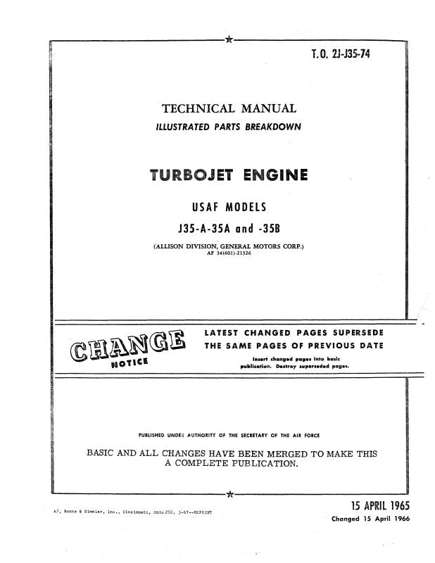 Allison J33-A-35 Turbojet Engines Parts Catalog (2J-J33-14) — Essco ...