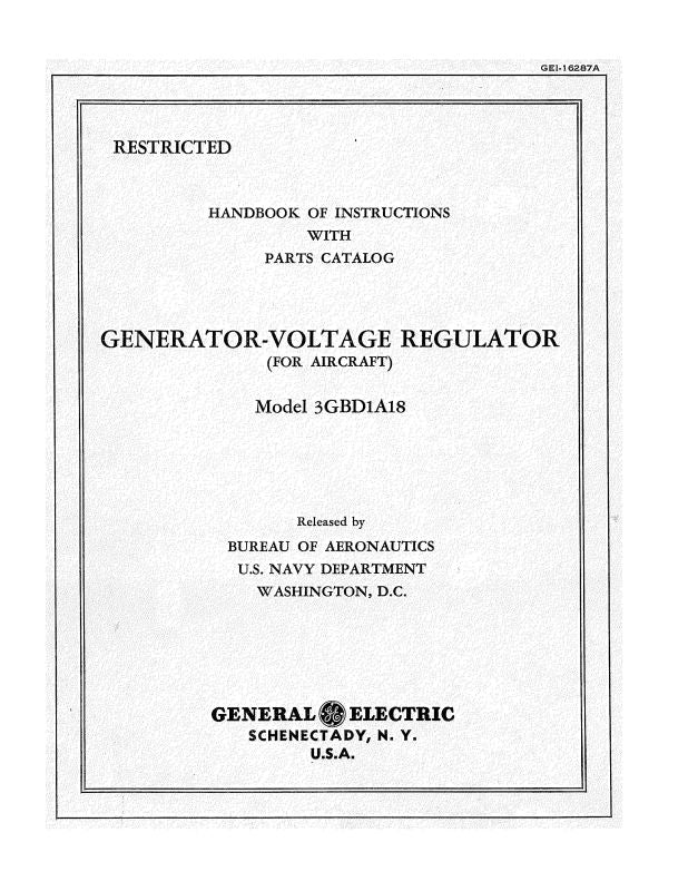 General Electric Company Generator-Voltage Regulator Instruction Manua ...
