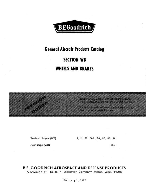 B.F. Goodrich Section WB Wheels & Brakes Illustrated Parts Catalog (BF ...