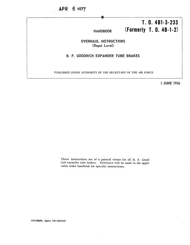B.F. Goodrich Expander Tube Brakes Overhaul Instructions (4B1-3-233) — Essco Aircraft