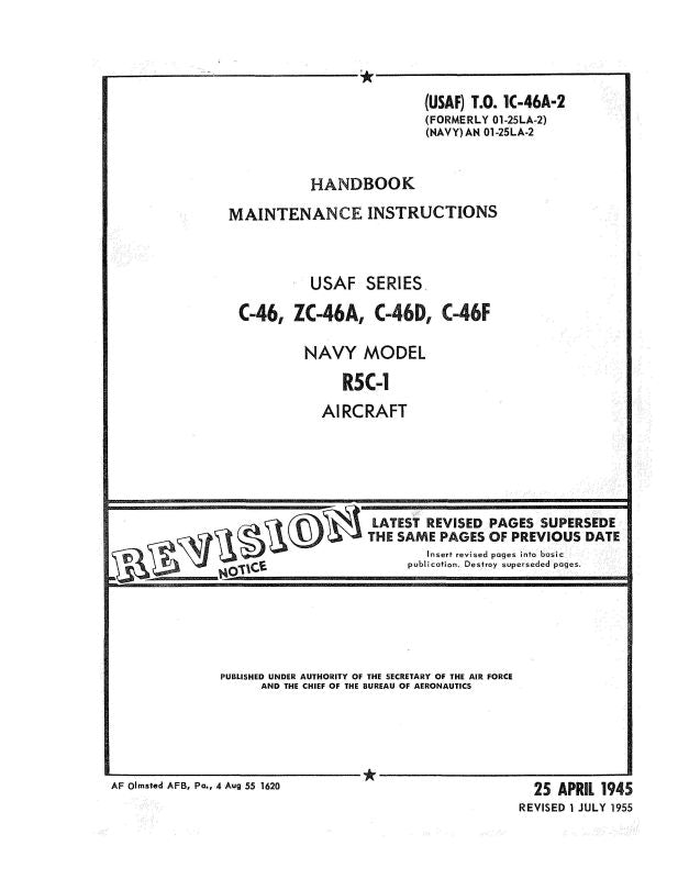 Curtiss-Wright C-46, ZC-46A, C-46D, C-46F Maintenance Instructions (1C ...
