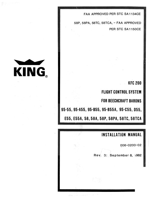 King KFC 200 For Beech Barons Installation Manual (006-0200-02) — Essco ...