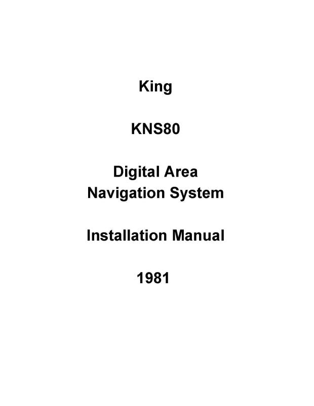 King KNS80 DigitalArea Nav Sys 1981 Installation Manual — Essco Aircraft