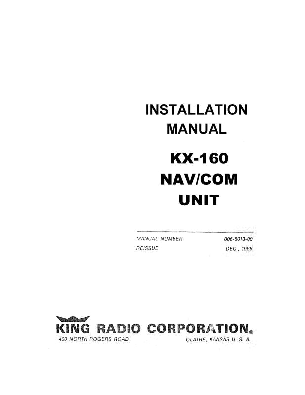 King KX-160 Nav Com Unit Installation (KIKX160--IN-C) — Essco Aircraft