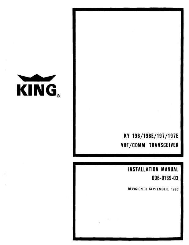 King KY 196,196E,197,197E 1979 Installation (006-0169-01) — Essco Aircraft