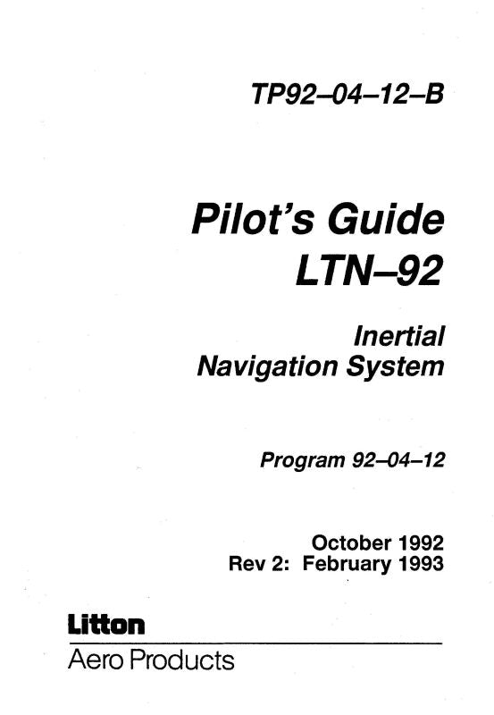 Litton Aero Products LTN-92 1992 Pilot's Guide (TP92-04-12-B) — Essco ...