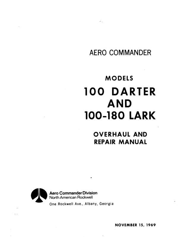 Aero Commander 100 Darter, 100-180 Lark 1969 Overhaul & Repair (AC100 ...