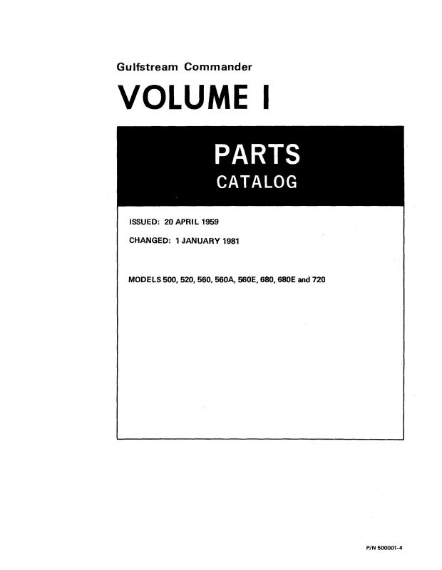 Aero Commander 500 thru 720 Series Vol. 1 Illustrated Parts Catalog (5 ...