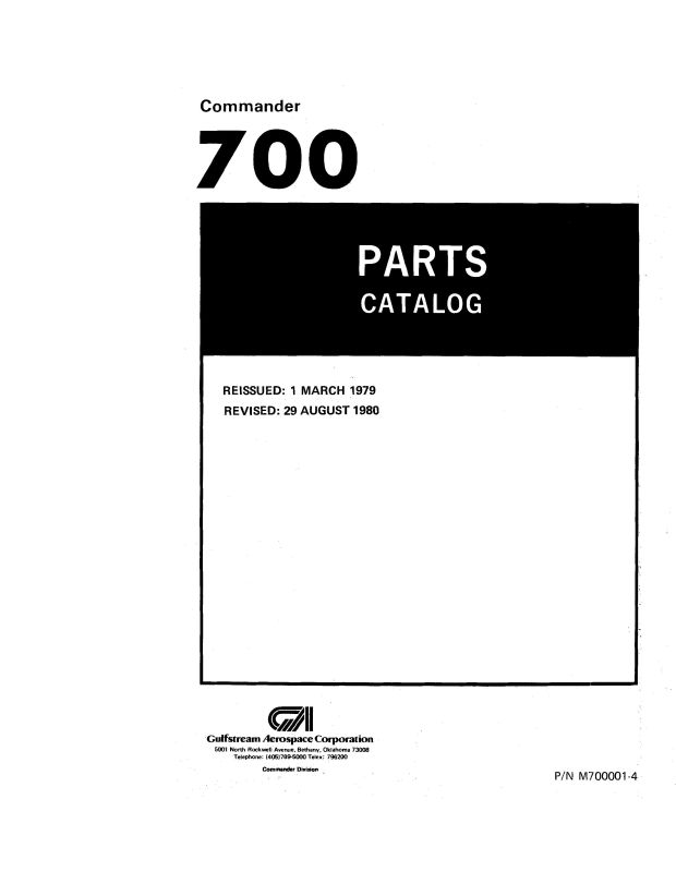 Aero Commander 700 Illustrated Parts Catalog (M700001-4) — Essco Aircraft