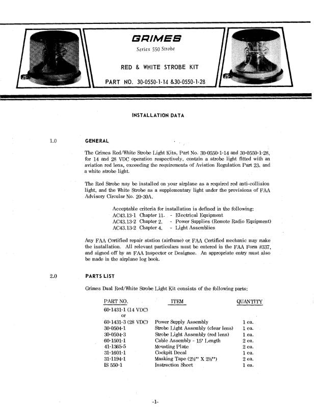 Grimes Wiring Single and Duel Strobes Installation Data & Wiring (GISI ...