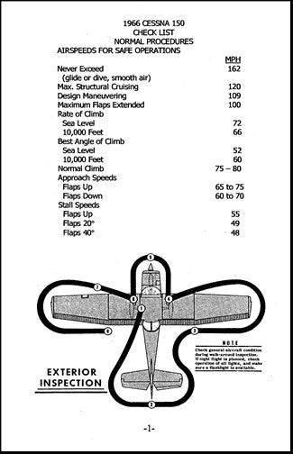 Cessna 150F 1966 Pilot's Checklist — Essco Aircraft