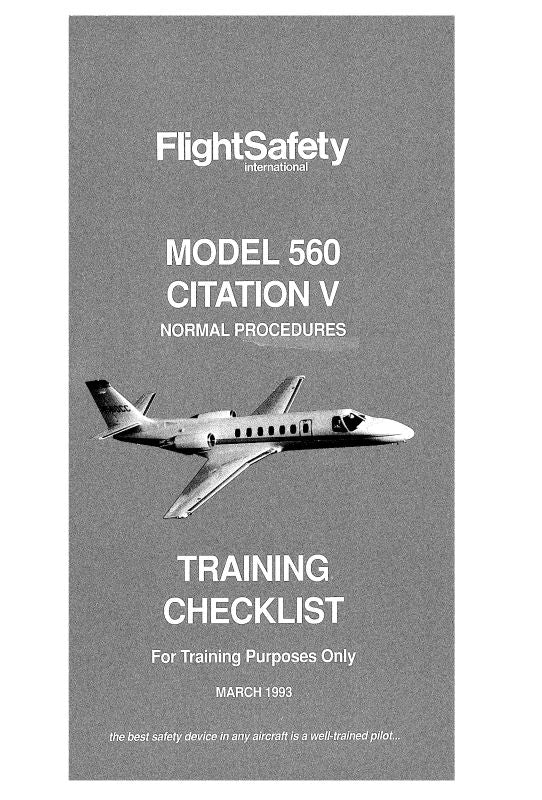 Cessna Citation V 560 Training Checklist 1993 Normal Procedures (CE560 ...