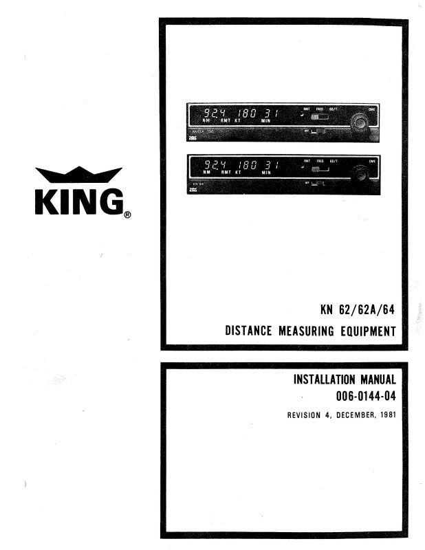King KN 62/62A/64 DME Installation Manual — Essco Aircraft