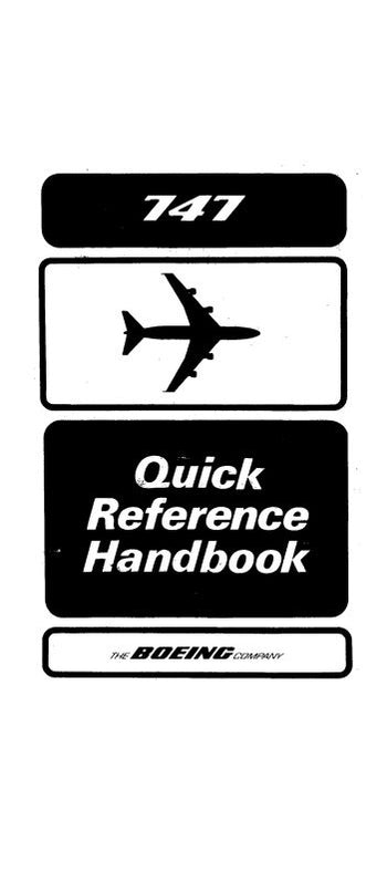 Boeing 747-100/200 Quick Reference Handbook 1985 — Essco Aircraft
