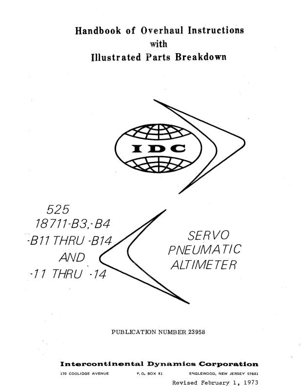Intercontinental Dynamics Corp Servo Pneumatic Altimeter Overhaul Manu ...
