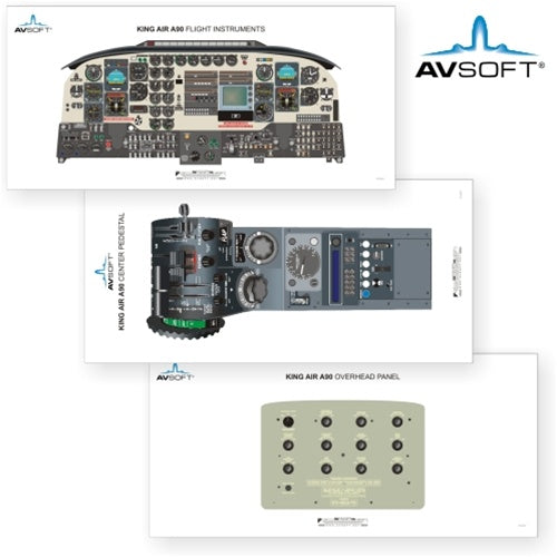 Avsoft King Air A90 Cockpit Posters (Set of 3 Posters) — Essco Aircraft