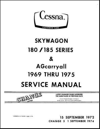 Cessna 180 & 185 Skywagon 1969-1975 Service Manual — Essco Aircraft