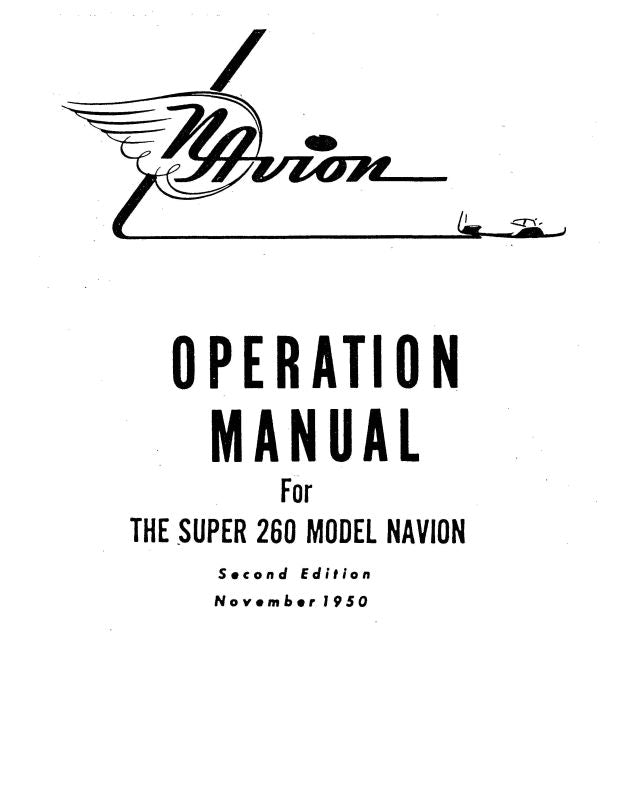 Navion Navion Super 260 1950 Operation Manual — Essco Aircraft