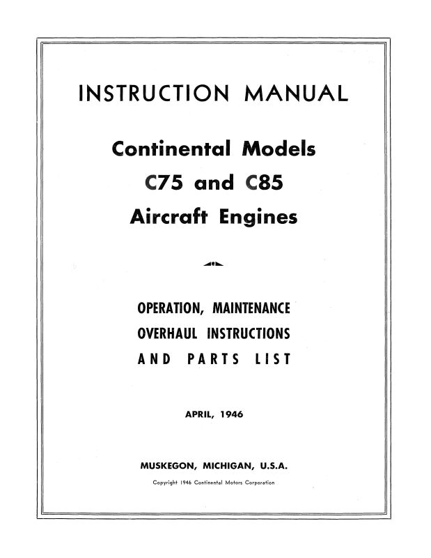 Continental C Series, C75, C85 Maintenance & Overhaul (COC75,85 ...