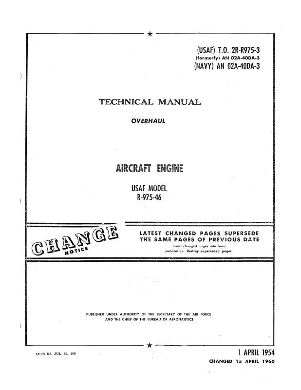 Continental R-975-46 1954 Overhaul Manual (2R-R975-3) — Essco Aircraft