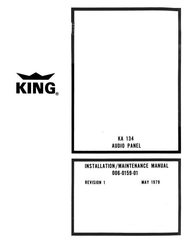 King KA134 Audio Panel Installation/Maintenance Manual — Essco Aircraft