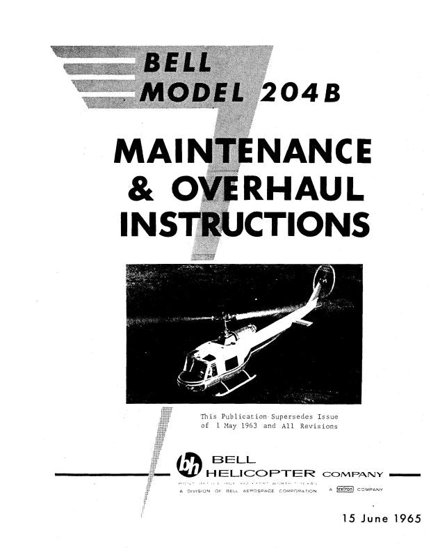 Bell Helicopter 204B 1965 Maintenance & Overhaul Instructions — Essco ...