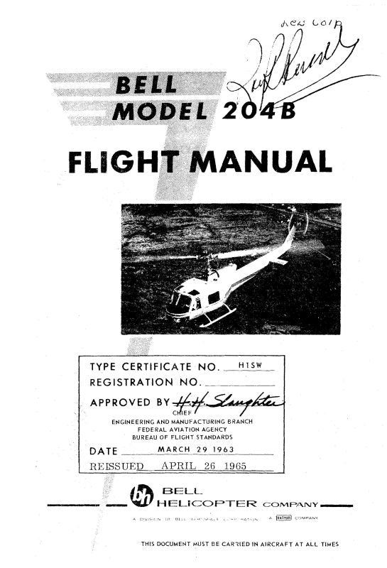 Bell Helicopter 204B Flight Manual — Essco Aircraft