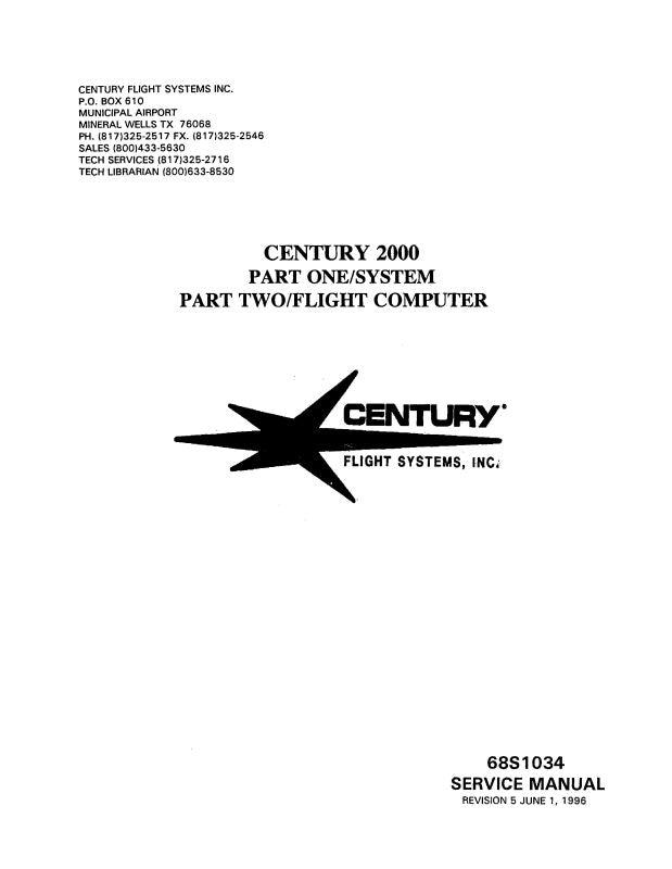 Century Flight Systems 2000 Series Autopilots Service Manual (CF2000SE ...