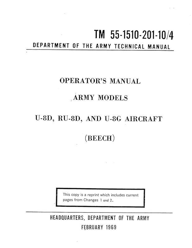 Beech U-8D, RU-8D & U-8G Operator's Manual (55-1510-201-10-) — Essco ...