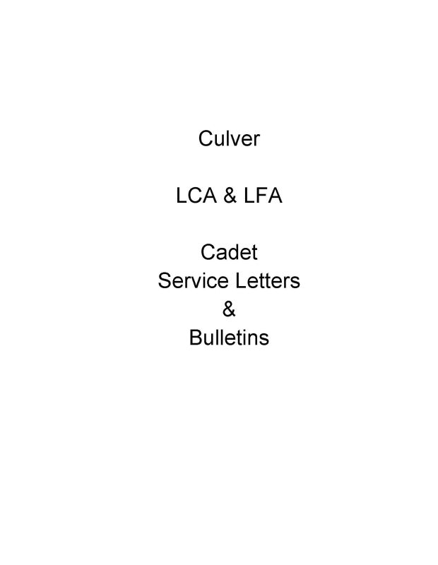 Culver Aircraft Corporation LCA, LFA Cadet Service Letters & Bulletins ...