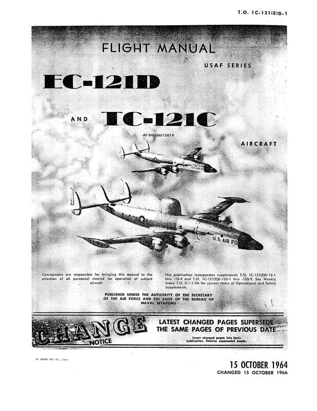 Lockheed EC-121D & TC-121C 1964 Flight Manual (1C-121(E)D-1) — Essco ...