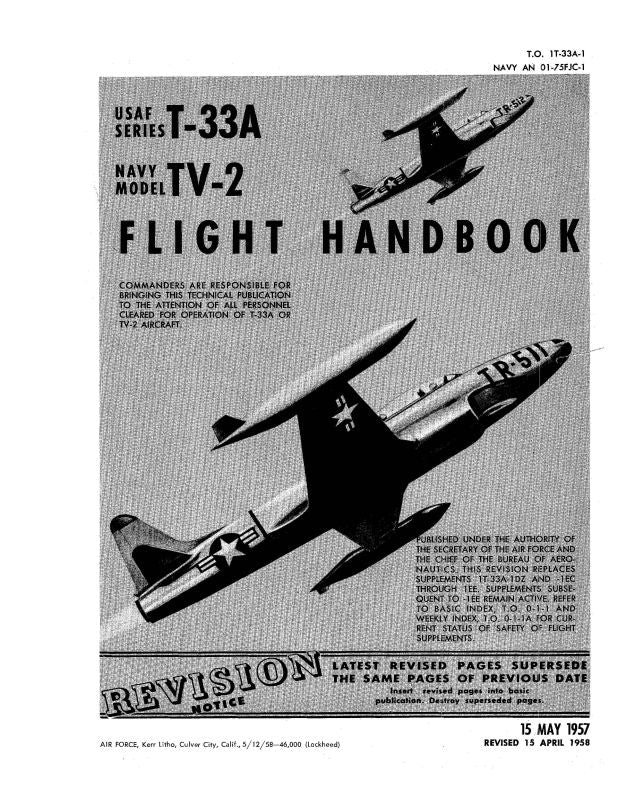 Lockheed T-33A 1957 Flight Handbook (1T-33A-1) — Essco Aircraft