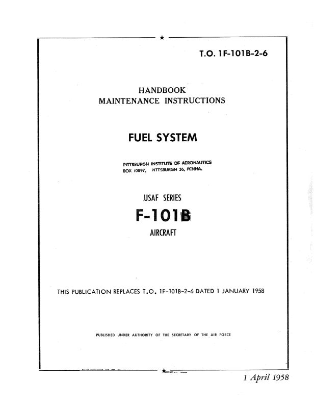 North American F-101B 1958 Maintenance Instructions Handbook (1F-101B ...