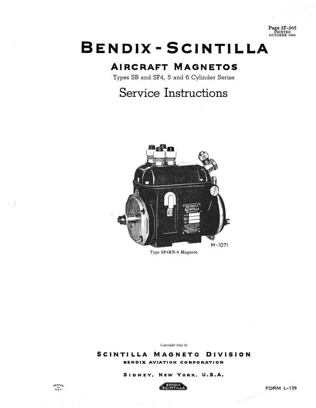 Bendix SB & SF4,5,6 Cyl Ser 1943 Maintenance Manual (L-139) — Essco ...