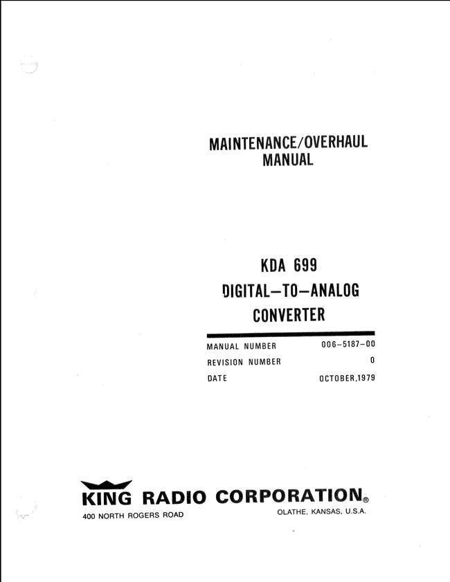 King KDA 699 Digital-to-Analog Converter Maintenance-Overhaul Manual ...